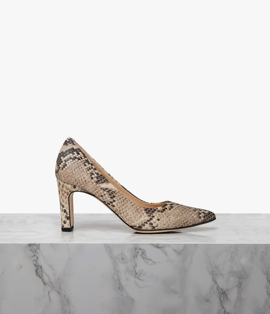 Cosmo Beige Snake Heels by Each x Every